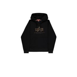 Hoodie Alpha Industries "Basic Hoodie BL Effect Print", Herren, Gr. M, schwarz, Obermaterial: 80% Baumwolle, 20% Polyester, regular fit, Sweatshirts Hoodie