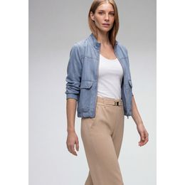 Blouson Street One, Damen, Gr. 44, light blau soft wash, Stoff, 100% Lyocell, unifarben, normal normal, hoch geschlossener Ausschnitt, abgesteppt, Jacken Blouson, mit Stehkragen