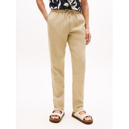 Chinohose Tommy Hilfiger "HARLEM PO SORONA LINEN", Herren, Gr. 33, L&auml;nge 32, batique khaki, Web, Obermaterial: 71% Leinen, 29% Polyester, gerade, unten schmal lang, Hosen Chinohose, Tapered Leg Fit, aus Leinenmix, teilelastischer Bund