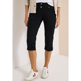 3/4-Hose Cecil, Damen, Gr. 32, L&auml;nge 22, schwarz, Web, 98% Baumwolle, 2% Elasthan, unifarben, comfort fit 3/4-L&auml;nge, Hosen, aus Baumwolle mit Stretchanteil
