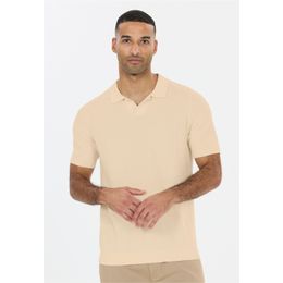 Langarm-Poloshirt NOU "Beusch", Damen, Gr. L, natur, 100% Baumwolle, unifarben, normal, V-Ausschnitt, Shirts, atmungsaktiv