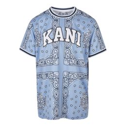 T-Shirt Karl Kani "Karl Kani Men KM222-013-1 Serif Paisley Mesh Tee", Damen, Gr. M, blau, 100% Polyester, loose fit, Rundhals, Shirts T-Shirt