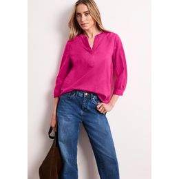 Langarmbluse Street One, Damen, Gr. 34, pink (magenta dream), Web, 60% Leinen, 40% Baumwolle, unifarben, normal normal, Rundhals, B&uuml;ndchen, Blusen, mit Leinenanteil