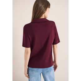 Poloshirt Cecil, Damen, Gr. M (40), sweet grape rot, Jersey, Obermaterial: 100% Baumwolle, unifarben, regular fit normal, ohne Ausschnitt, Shirts, mit seitlichen Schlitzen im Saum