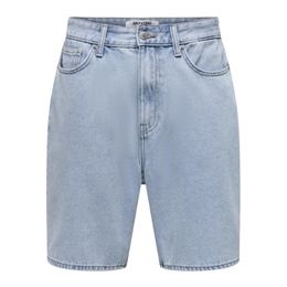 Only & Sons Shorts ONLY & SONS "ONSFADE PIM DNM SHORTS BOX", Damen, Gr. L, N-Gr, light blau denim, Web, Obermaterial: 100% Baumwolle, unifarben, straight fit knielang, Hosen Shorts