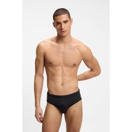 Badehose BOSS "Brief John", Herren, Gr. L, N-Gr, schwarz (schwarz 001), Obermaterial: 78% Polyamid, 22% Elasthan, Badehosen Badehose, mit kontrastfarbenem BOSS Logo-Schriftzug