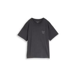 Kurzarmshirt Tom Tailor, M&auml;dchen, Gr. 164, coal grau, Jersey, Obermaterial: 100% Baumwolle, bedruckt, bequem h&uuml;ftbedeckend, Rundhals, abgesteppte Kante, Shirts, mit gro&szlig;em Frontprint, f&uuml;r Girls
