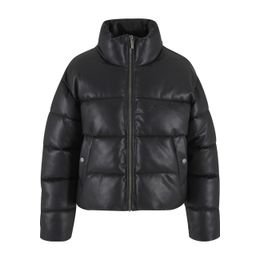 Winterjacke Karl Kani "Karl Kani Karl Kani Serif Crop PU Puffer Jacket", Damen, Gr. L, schwarz, 100% Polyurethan, unifarben, normal, amerikanischer Ausschnitt, Jacken Winterjacke