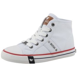 Sneaker Mustang Shoes "Gaspare", M&auml;dchen, Gr. 31, wei&szlig;, Baumwolle, Schuhe Sneaker, Freizeitschuh, Schn&uuml;rboots, High Top-Sneaker mit Nieten