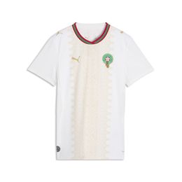 Trainingsshirt Puma "Marokko 2026 Ausw&auml;rtstrikot Damen", Damen, Gr. XS, wei&szlig; victory gold beige, Obermaterial: 100% Polyester. Rippe: 97% Polyester, 3% Elasthan. Einsatz: 100% Polyester, bedruckt, regular fit, Rundhals, Shirts