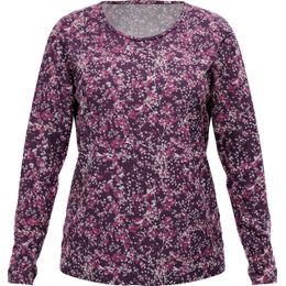 Damen Langarmshirt mit Millefleur-Druck traube-ecru-bedruckt, Gr&ouml;&szlig;e 38