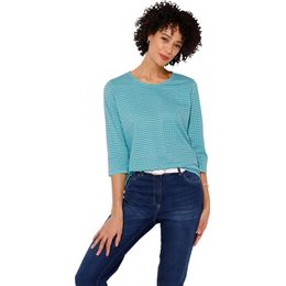Damen 3/4-Arm-Shirt mit Minimal-Druck ozean-ecru-bedruckt, Gr&ouml;&szlig;e 46
