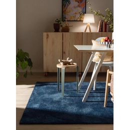 Waschbarer Kurzflor Teppich Nina Dunkelblau 140x200 cm - Moderner Kurzflor-Teppich f&uuml;r Wohnzimmer