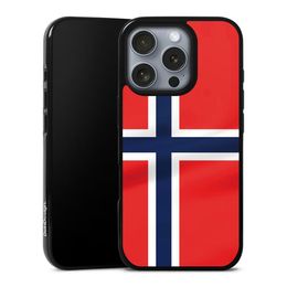 DeinDesign iPhone 16 Pro Handy Silikon H&uuml;lle Case schwarz Handyh&uuml;lle Flags Flag Norway