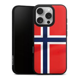DeinDesign iPhone 16 Pro Handy Premium Silikon H&uuml;lle Handyh&uuml;lle schwarz Case Flags Flag Norway Silikon Premium Case