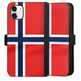 DeinDesign iPhone 11 Handy Klapph&uuml;lle Handyh&uuml;lle aus Kunst Leder schwarz Flip Case Flags Flag Norway Sideflip mit Lasche
