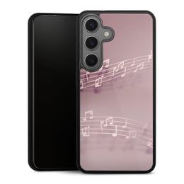 DeinDesign Galaxy S25 Handy Gallery Case Handyh&uuml;lle 9H Geh&auml;rtetes Glas R&uuml;ckseite H&uuml;lle Music Note Music Light Pink Gallery Case
