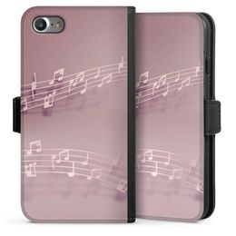 DeinDesign iPhone 8 Handy Klapph&uuml;lle Handyh&uuml;lle aus Kunst Leder schwarz Flip Case Light Pink Music Music Note Sideflip mit Lasche