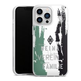 DeinDesign iPhone 13 Pro Handy Silikon H&uuml;lle Case wei&szlig; Handyh&uuml;lle Borussia M&ouml;nchengladbach Official Licensed Product Statement Silikon Case