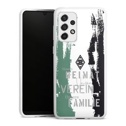 DeinDesign Galaxy A33 5G Handy Silikon H&uuml;lle Case wei&szlig; Handyh&uuml;lle Borussia M&ouml;nchengladbach Statement Official Licensed Product Silikon Case