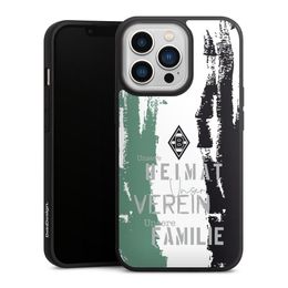 DeinDesign iPhone 13 Pro Handy Premium Silikon H&uuml;lle Handyh&uuml;lle schwarz Case Borussia M&ouml;nchengladbach Official Licensed Product Statement Silikon Premium Case