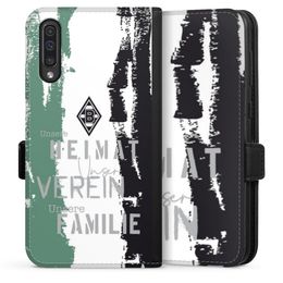DeinDesign Galaxy A50 Handy Klapph&uuml;lle Handyh&uuml;lle aus Kunst Leder schwarz Flip Case Borussia M&ouml;nchengladbach Official Licensed Product Statement Sideflip mit 