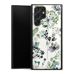 DeinDesign Galaxy S22 Ultra Handy Silikon H&uuml;lle Case schwarz Handyh&uuml;lle Flowers Water Colour Eukalyptus