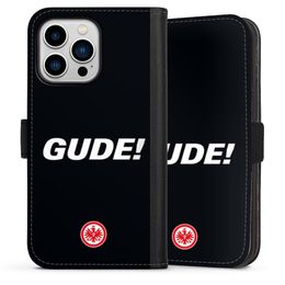 DeinDesign iPhone 13 Pro Handy Klapph&uuml;lle Handyh&uuml;lle aus Kunst Leder schwarz Flip Case Bundesliga Eintracht Frankfurt Official Licensed Product Sideflip mit 
