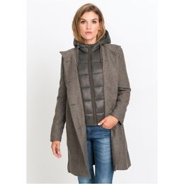 bonprix Winter-Kurzmantel in Wolloptik 2in1 Optik, braun, Gr.38, Angesagter Two-in-One-Wintermantel in Wolloptik