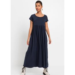 bonprix Shirtkleid aus Bio-Baumwolle, blau, Gr.32/34 (XS), Jerseykleid mit Rundhalsausschnitt und seitlichen Eingriffstaschen., aus 100% Baumwolle