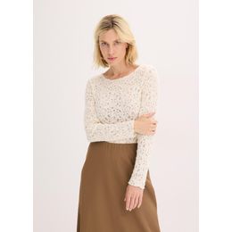 bonprix Spitzenbody mit flauschiger Oberfl&auml;che, wei&szlig;, Gr.48/50 (XL), eleganter Body mit Struktur