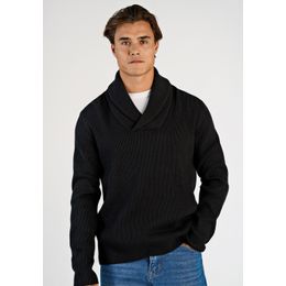 Strickpullover LINDBERGH "Strickpullover Relaxed Fit", Herren, Gr. XL, schwarz, Obermaterial: 80% Baumwolle, 20% Polyester, unifarben, V-Ausschnitt, Pullover Strickpullover
