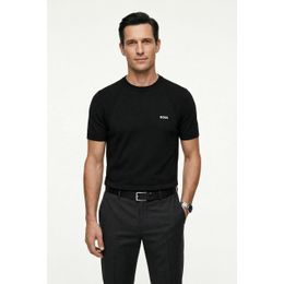Rundhalspullover BOSS Green "Momentum Lite T24", Damen, Gr. M, schwarz (schwarz001), Strick, Obermaterial: 60% Baumwolle, 40% Polyester, regular fit h&uuml;ftbedeckend, Rundhals, angesetztes B&uuml;ndchen, Pullover Rundhalspullover, mit Strukturmix