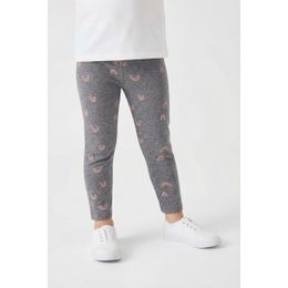 Leggings happy girls, M&auml;dchen, Gr. 104, N-Gr, grau (anthrazit), Jersey, Obermaterial: 60% Polyester, 35% Baumwolle, 5% Elasthan, bedruckt, slim fit kn&ouml;chellang, Hosen Leggings, im tollen Alloverprint, Basic-Form