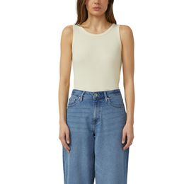 Tanktop s.Oliver, Damen, Gr. 42, creme, Rippware, Obermaterial: 95% Baumwolle, 5% Elasthan, unifarben, slim fit normal, Rundhals, Tops Tanktop, mit Streifen Muster