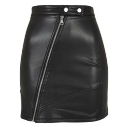 Jerseyrock Urban Classics "Urban Classics Damen Ladies Synthetic Leather Biker Skirt", Damen, Gr. L, schwarz, 93% Polyester, 7% Elasthan, unifarben, slim fit, R&ouml;cke