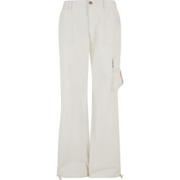 Cargohose Karl Kani "Karl Kani Damen Small Signature Washed Cargo Pants", Damen, Gr. M, US-Gr&ouml;&szlig;en, sanftes wei&szlig;, 100% Baumwolle, unifarben, relaxed fit, Hosen Cargohose