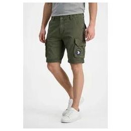 Cargoshorts Alpha Industries "Crew Short Patch", Herren, Gr. 36, N-Gr, grauschwarz, Web, Obermaterial: 98% Baumwolle, 2% Elasthan, unifarben, slim fit kniefrei, Hosen