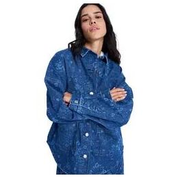 Shirtjacke Roxy "Kick Back Washed", Damen, Gr. L, ocean blau, Obermaterial: 74% Walkfrottier, 25% Recycled Walkfrottier, 1% Elasthan;, Shirts Shirtjacke