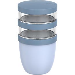 Mepal Ellipse Lunchpot 3-teilig mit drei getrennten F&auml;chern und auslaufsicher 500 ml und 2x 200 ml nordic blue - Lebensmittelbeh&auml;lter / Vorratsdosen