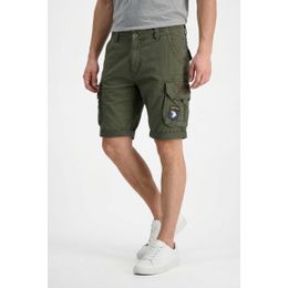 Cargoshorts Alpha Industries "Crew Short Patch", Herren, Gr. 31, N-Gr, grauschwarz, Web, Obermaterial: 98% Baumwolle, 2% Elasthan, unifarben, slim fit kniefrei, Hosen Cargoshorts