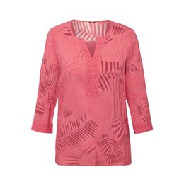 Kurzarmbluse GOLDNER "Kurzgr&ouml;&szlig;e Leger geschnittene Ausbrennerbluse", Damen, Gr. 19, pink (dahlie), Obermaterial: 100% Polyester PES., Modisch, Gerade, Blusen Kurzarmbluse, keine/nicht relevant