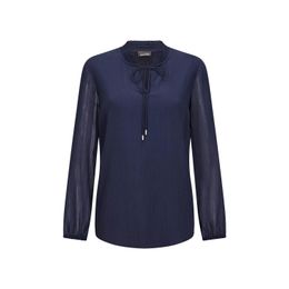 Chiffonbluse GOLDNER "Elegante Jersey-Bluse mit Rundhals", Damen, Gr. 40, blau (marine), Obermaterial: 100% Polyester PES., Modisch, figurumspielend, Gummib&uuml;ndchen, Blusen Chiffonbluse, Gummibund