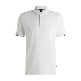 Poloshirt BOSS "Parlay 147", Herren, Gr. L, wei&szlig; 100, Jersey, Obermaterial: 100% Baumwolle, unifarben, regular fit normal, B&uuml;ndchen, Shirts Poloshirt