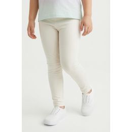 Leggings happy girls, M&auml;dchen, Gr. 104, N-Gr, beige (ecru), Jersey, Obermaterial: 95% Baumwolle, 5% Elasthan, unifarben, skinny fit kn&ouml;chellang, Hosen Leggings, in Basic-Form