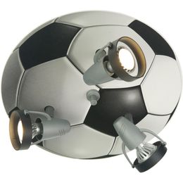 Niermann Deckenleuchte "Fu&szlig;ball, Kinderlampe", grau (grau, schwarz), 3, H: 15cm, 1 Stk., Leuchten, Strahler, Deckenlampe, Fu&szlig;balllampe, Kinderzimmer, Sport, Deckenleuchte