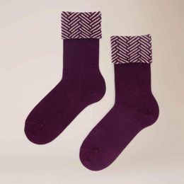 Socken Kunert "Socke Fold Up", Damen, Gr. 35-38, lila (schwarz raisin 1640), Obermaterial: 45% Baumwolle CO. 44% Polyamid PA. 9% Alpaka WP. 2% Elasthan EL., Socken Socken