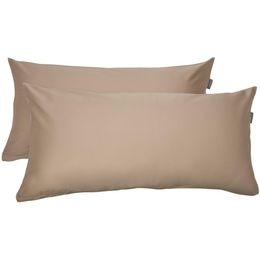 Kissenh&uuml;lle Schiesser "Ella Premium Kissenh&uuml;llenset aus feinstem Baumwollsatin, 40x80 cm", braun (cappuccino), B:40cm L:80cm, Satin, Baumwollsatin, Kissenbez&uuml;ge, Kissenh&uuml;lle, Made in Green
