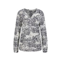 Schlupfbluse GOLDNER "Florale Druckbluse mit V-Ausschnitt", Damen, Gr. 48, schwarz (schwarz, gemustert), Obermaterial: 100% Viskose CV., Basic, normales B&uuml;ndchen, Blusen Schlupfbluse, Unikat-Print