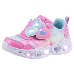 Lauflernschuh Skechers "Blinkschuh HEART LIGHTS - LOVIN REFLECTION", M&auml;dchen, Gr. 24, rosa (rosa, mint), Lacklederimitat, Textil, Schuhe Lauflernschuh, Blink,-Klettschuh mit Herz-Applikation, Gr&ouml;&szlig;enschablone zum Download
